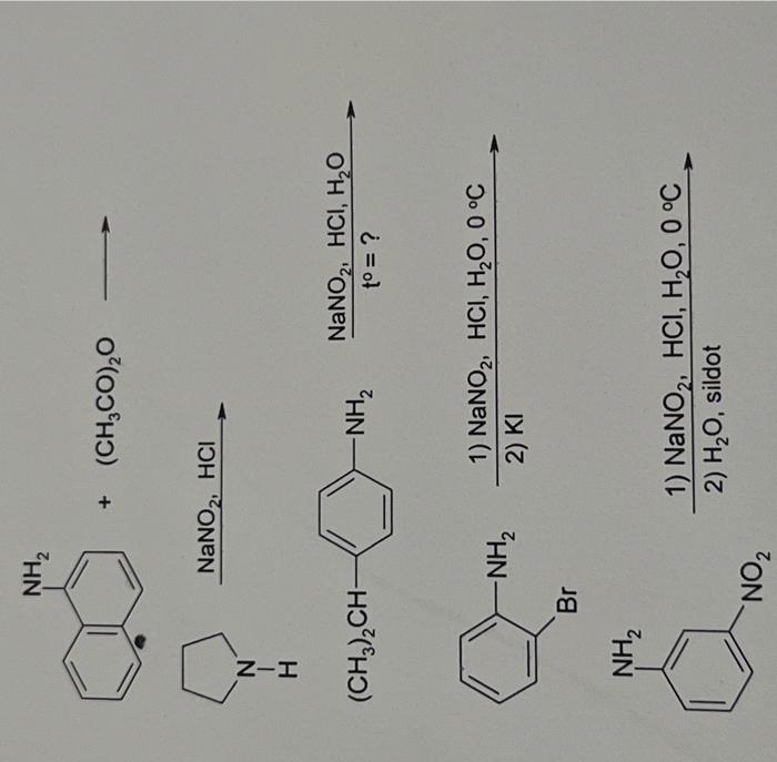 Solved +(CH3CO)2O NaNO2,HCl 2) KI 1) NaNO2,HCl,H2O,0∘C 2) | Chegg.com