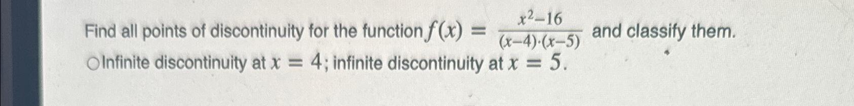 Solved Find all points of discontinuity for the function | Chegg.com