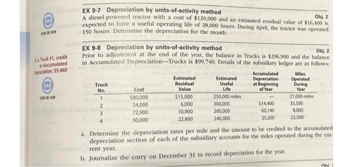 Solved EX 9-7 Depreciation by units-of-activity method A | Chegg.com
