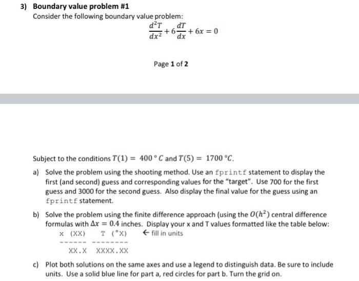 Solved 3) Boundary value problem \#1 Consider the following | Chegg.com