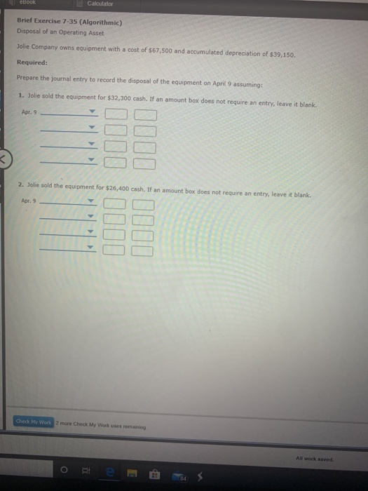 Solved eBook Calculator Brief Exercise 7-35 (Algorithmic) | Chegg.com