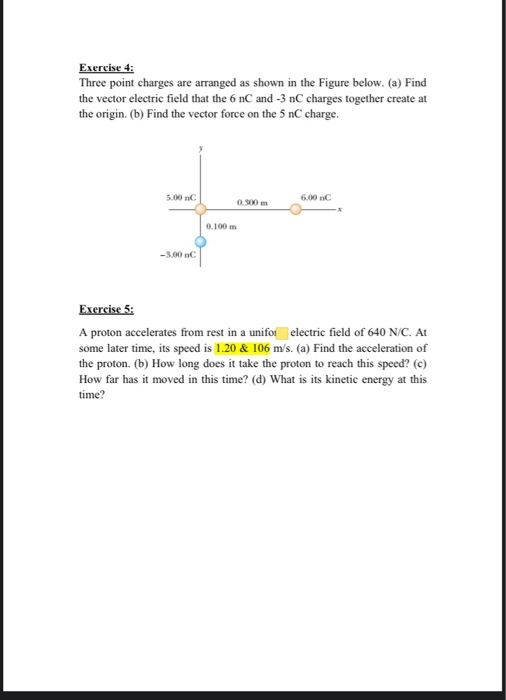 Solved Exercise 4: Three point charges are arranged as shown | Chegg.com