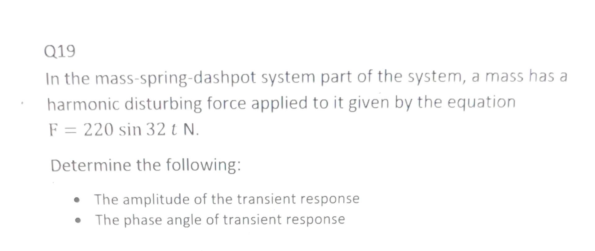 Solved Q19 In the mass-spring-dashpot system part of the | Chegg.com