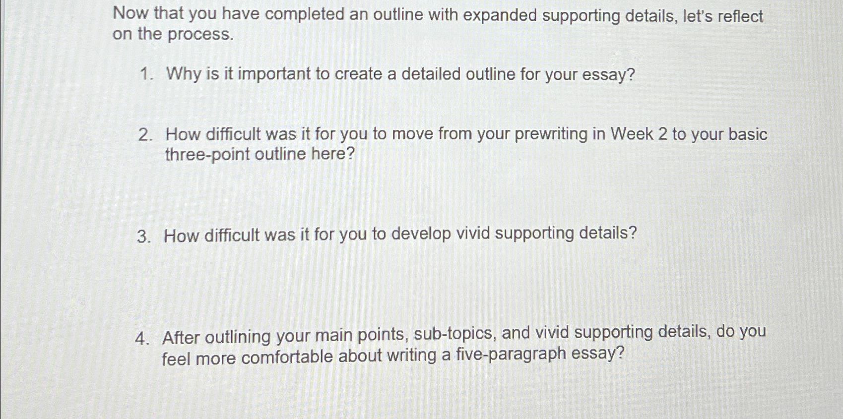 Solved Now that you have completed an outline with expanded | Chegg.com