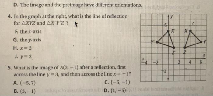 Solved НУ -6 D. The image and the preimage have different | Chegg.com