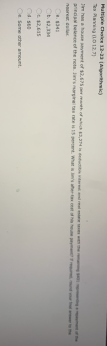 Solved Multiple Choice 12-23 (Algorithmic) Tax Planning (LO | Chegg.com