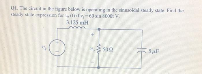 Solved Q1. The circuit in the figure below is operating in | Chegg.com
