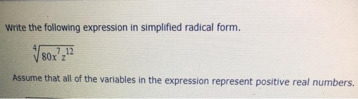 Solved Write the following expression in simplified radical | Chegg.com