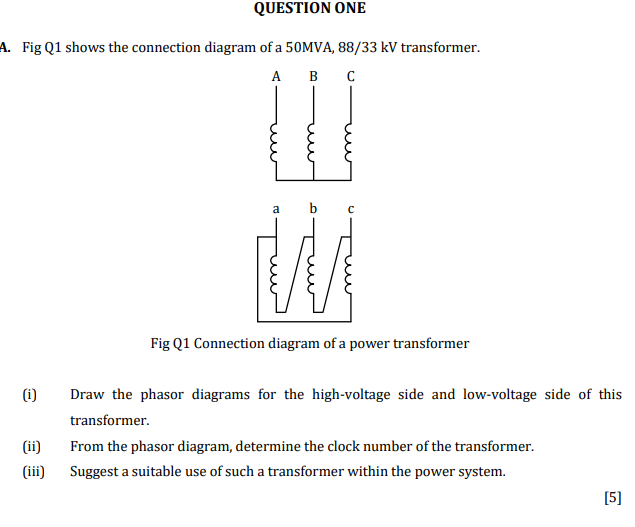 Solved QUESTION ONEA. ﻿Fig Q1 ﻿shows the connection diagram | Chegg.com
