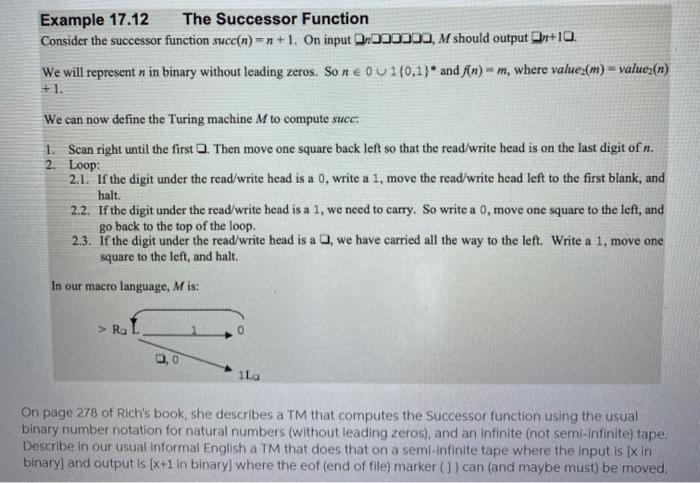 Example 17.12 The Successor Function Consider the | Chegg.com