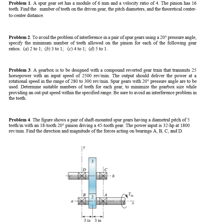 Solved Problem 1. ﻿A spur gear set has a module of 6 ﻿mm and | Chegg.com