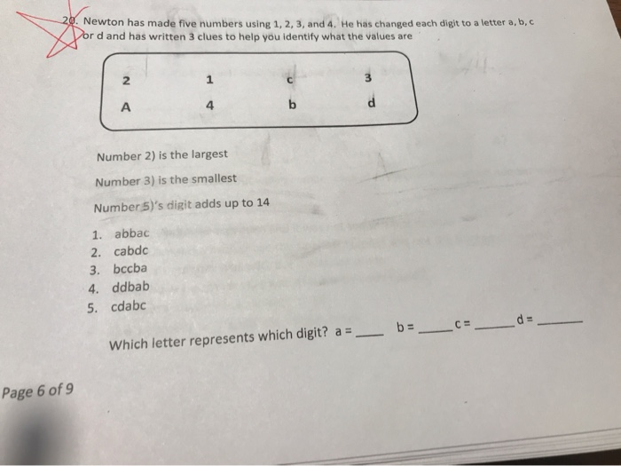 Solved w 29. Newton has made five numbers using 1, 2, 3, and | Chegg.com