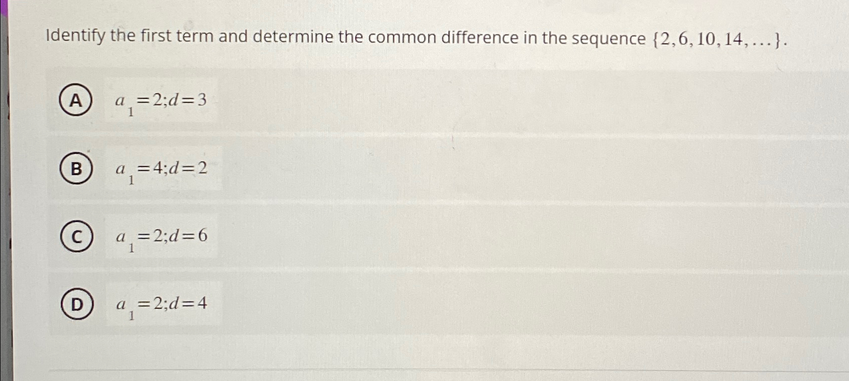Solved Identify the first term and determine the common | Chegg.com