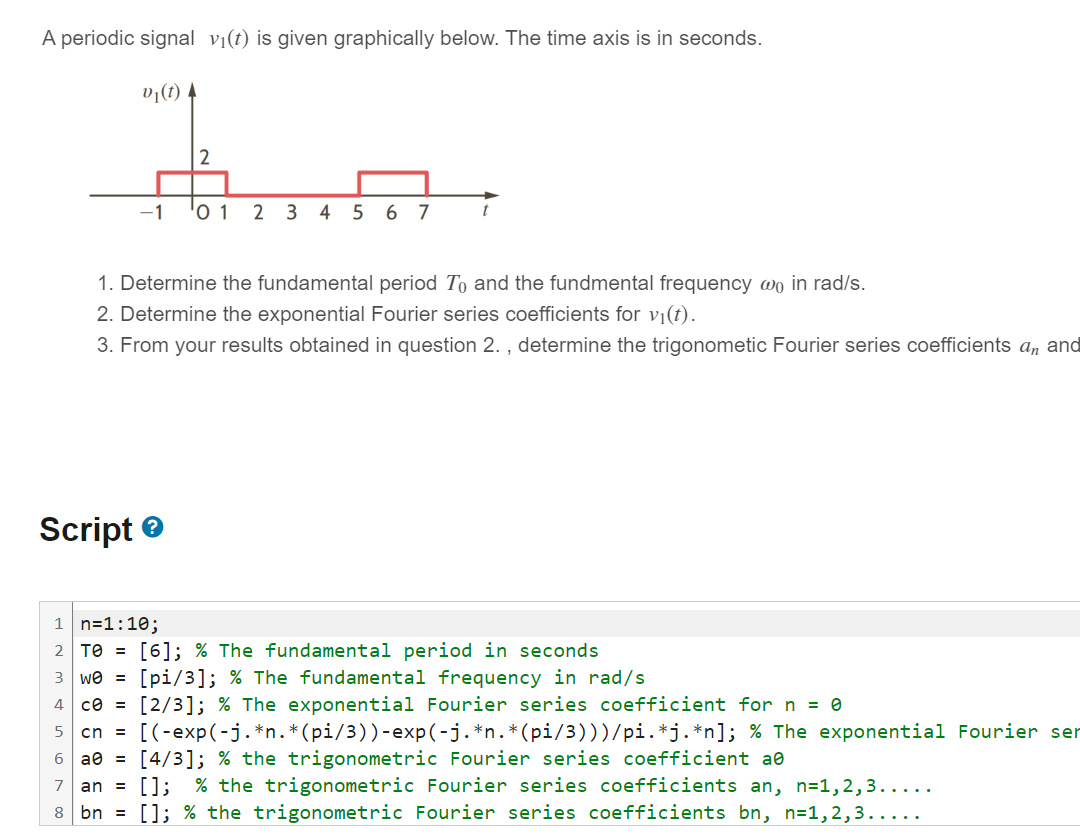 Solved A periodic signal v1(t) is given graphically below. | Chegg.com