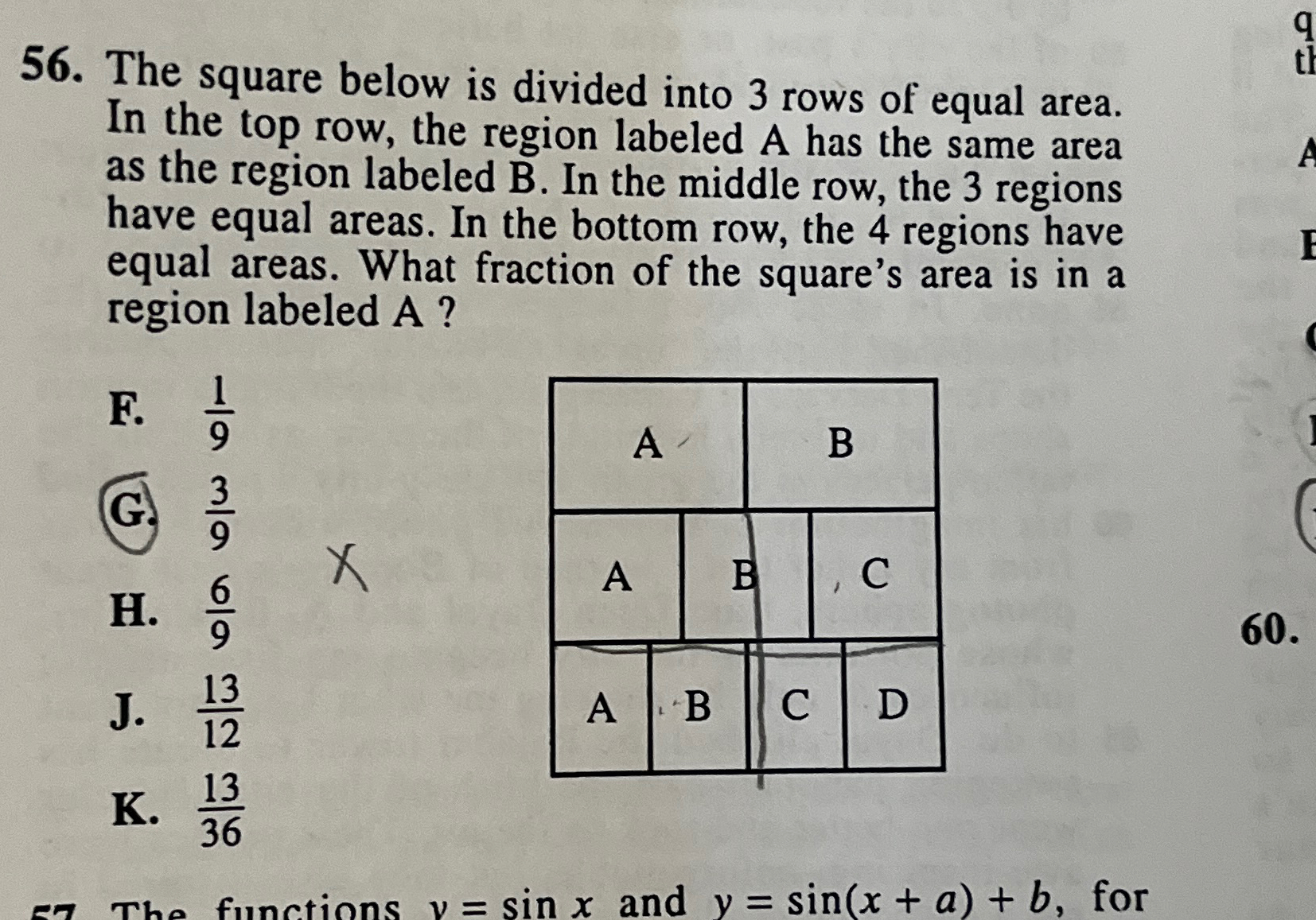Solved The square below is divided into 3 ﻿rows of equal | Chegg.com