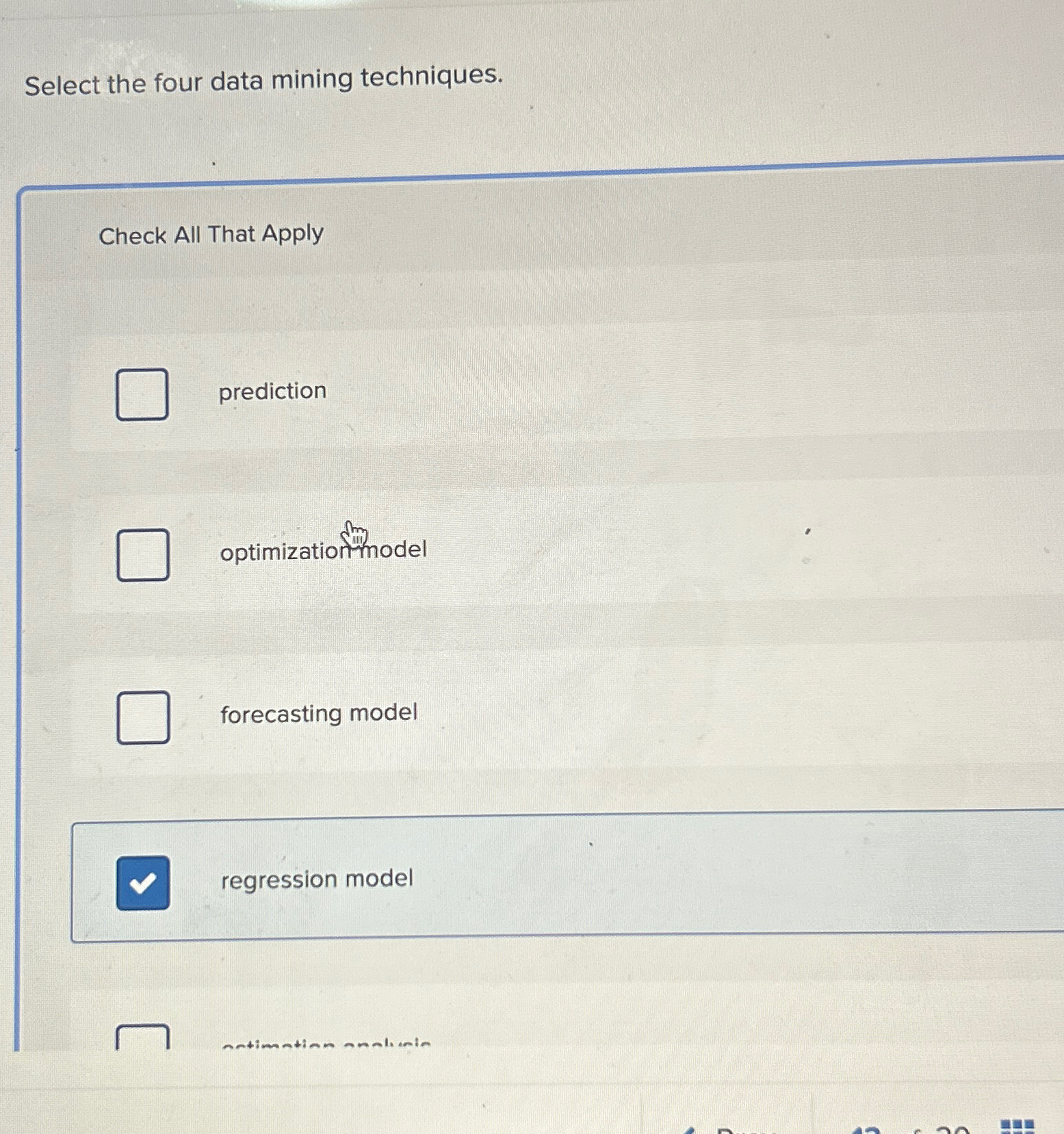 Solved Select the four data mining techniques.Check All That | Chegg.com