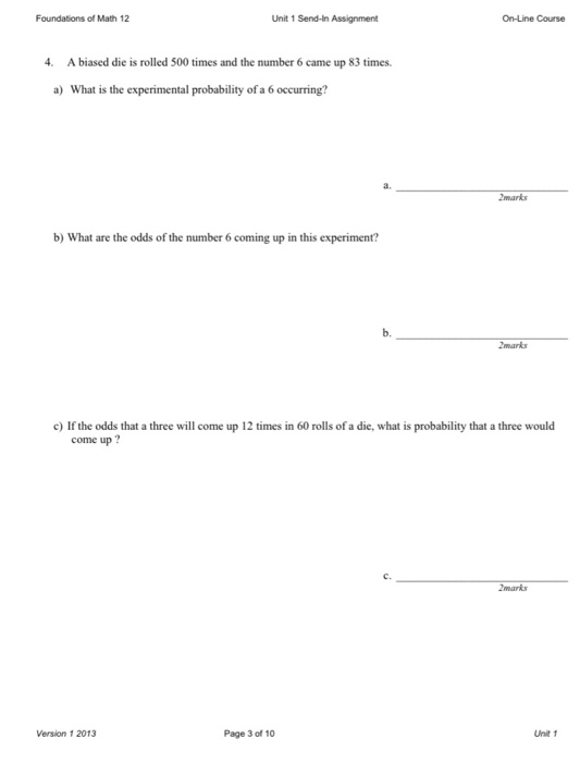 Solved Foundations of Math 12 Unit 1 Send-In Assignment | Chegg.com