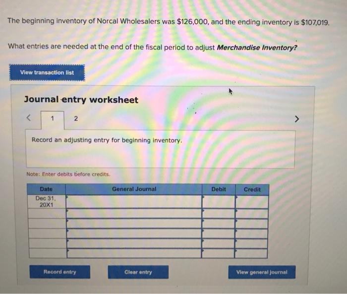 Solved The beginning inventory of Norcal Wholesalers was | Chegg.com