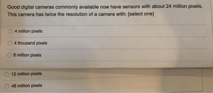 Solved Good digital cameras commonly available now have | Chegg.com