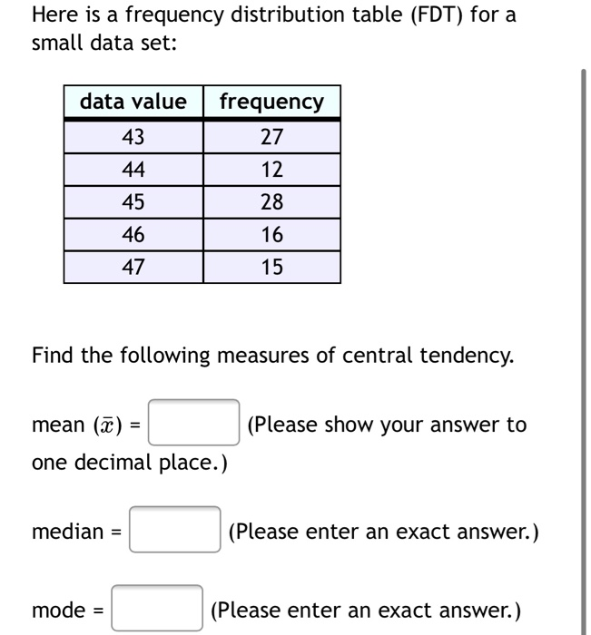 Solved Here is a frequency distribution table (FDT) for a | Chegg.com