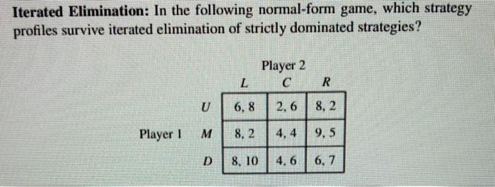 Solved Iterated Elimination: In the following normal-form | Chegg.com