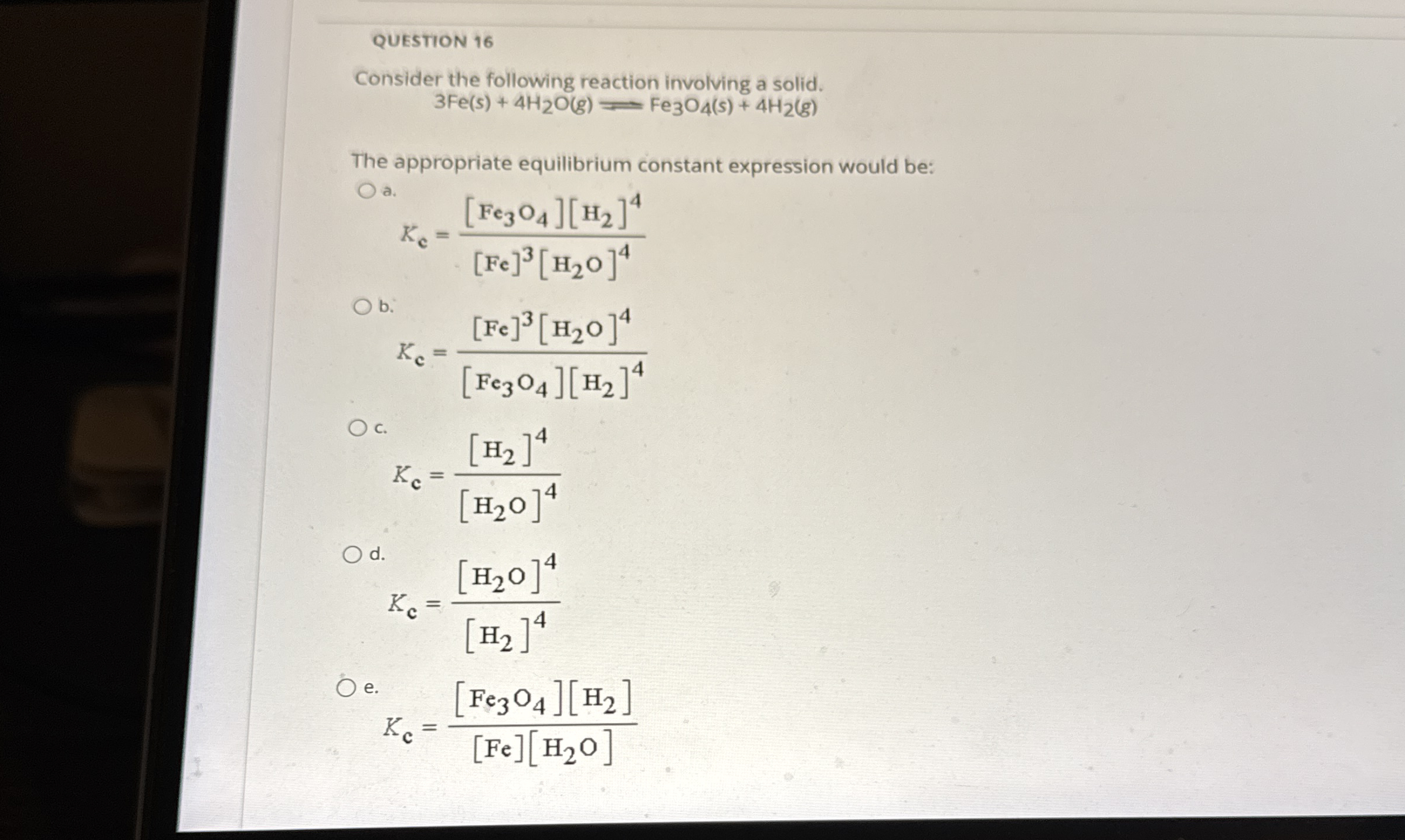 Solved QUESTION 16Consider the following reaction involving | Chegg.com
