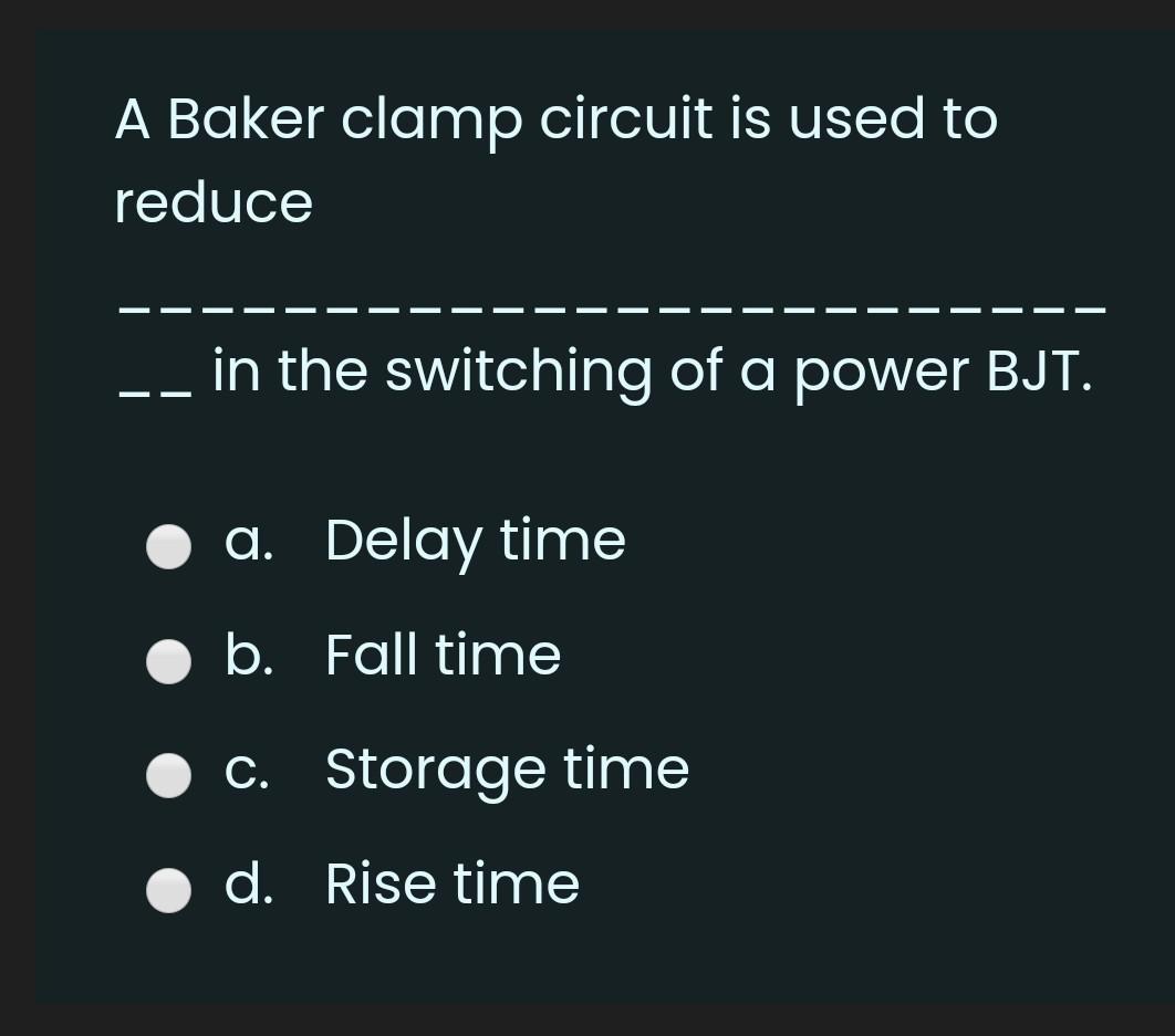 Solved A Baker clamp circuit is used to reduce in the | Chegg.com