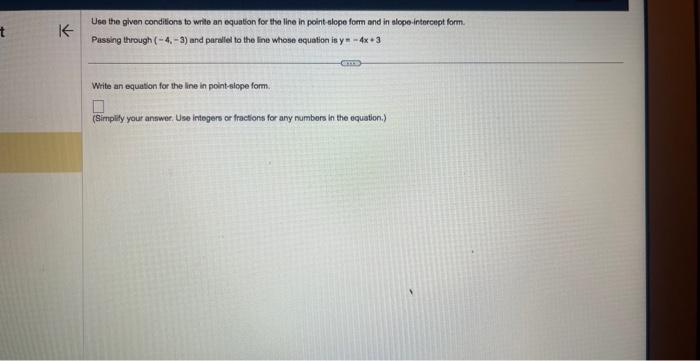 Solved Use the given conditions to writo an equation for the | Chegg.com
