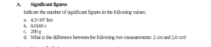 Solved A. ﻿Significant figuresIndicate the number of | Chegg.com