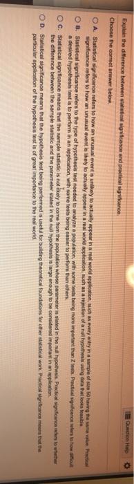 Solved Don H Explain the difference between statistical | Chegg.com