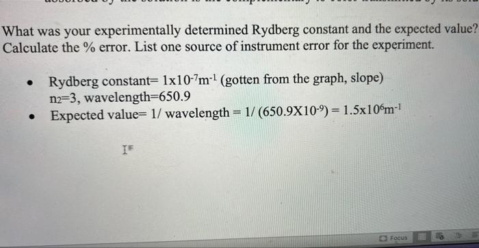Table 4: Rydberg Constant for Hydrogen 2. Figure of | Chegg.com