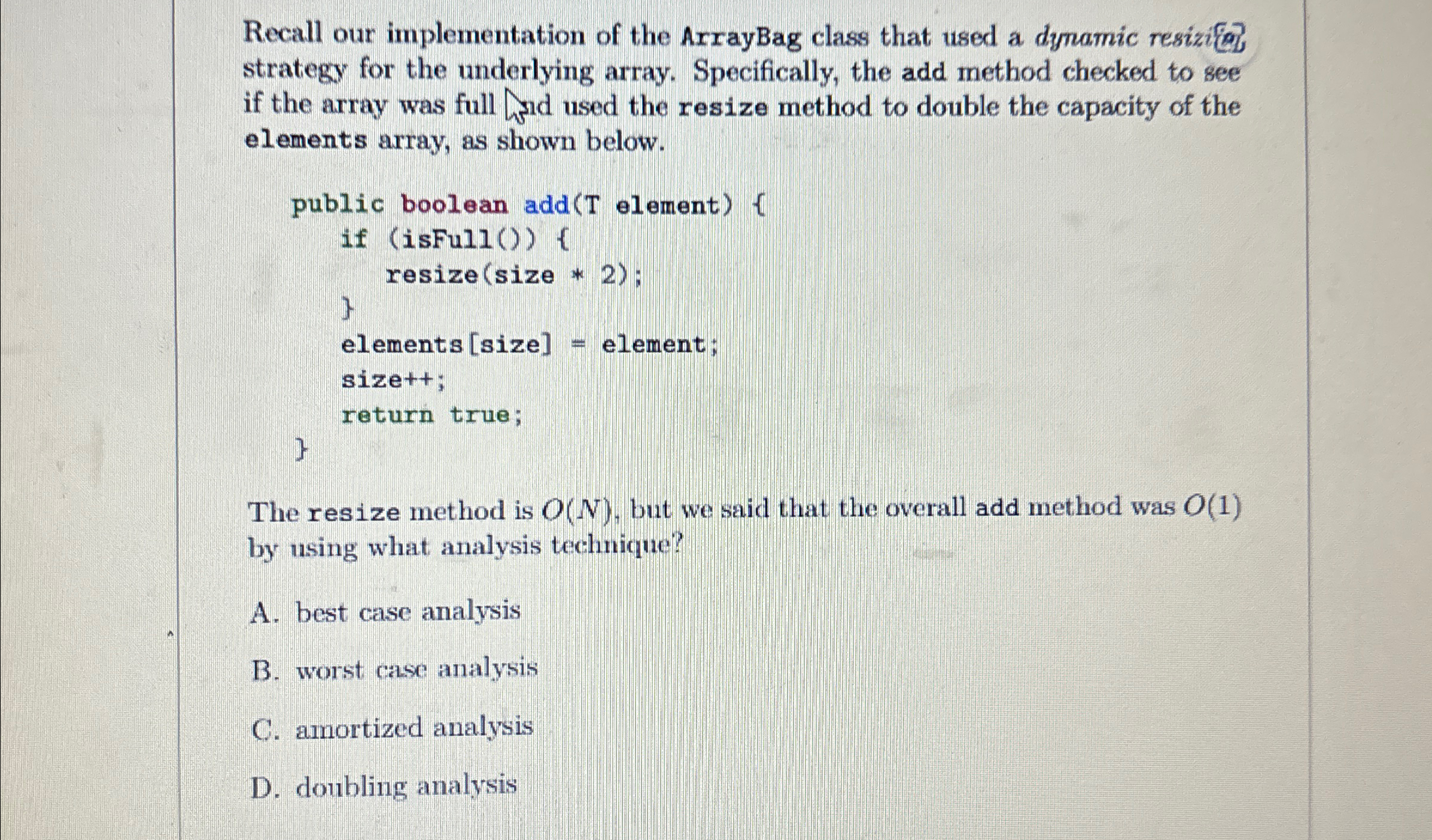 Solved Recall our implementation of the ArrayBag class that | Chegg.com