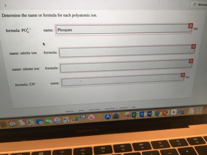 Solved Attemp Determine the name or formula for each | Chegg.com