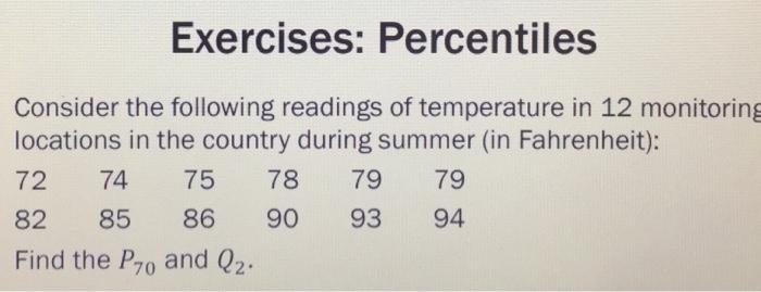 Solved Exercises: Percentiles Consider the following | Chegg.com