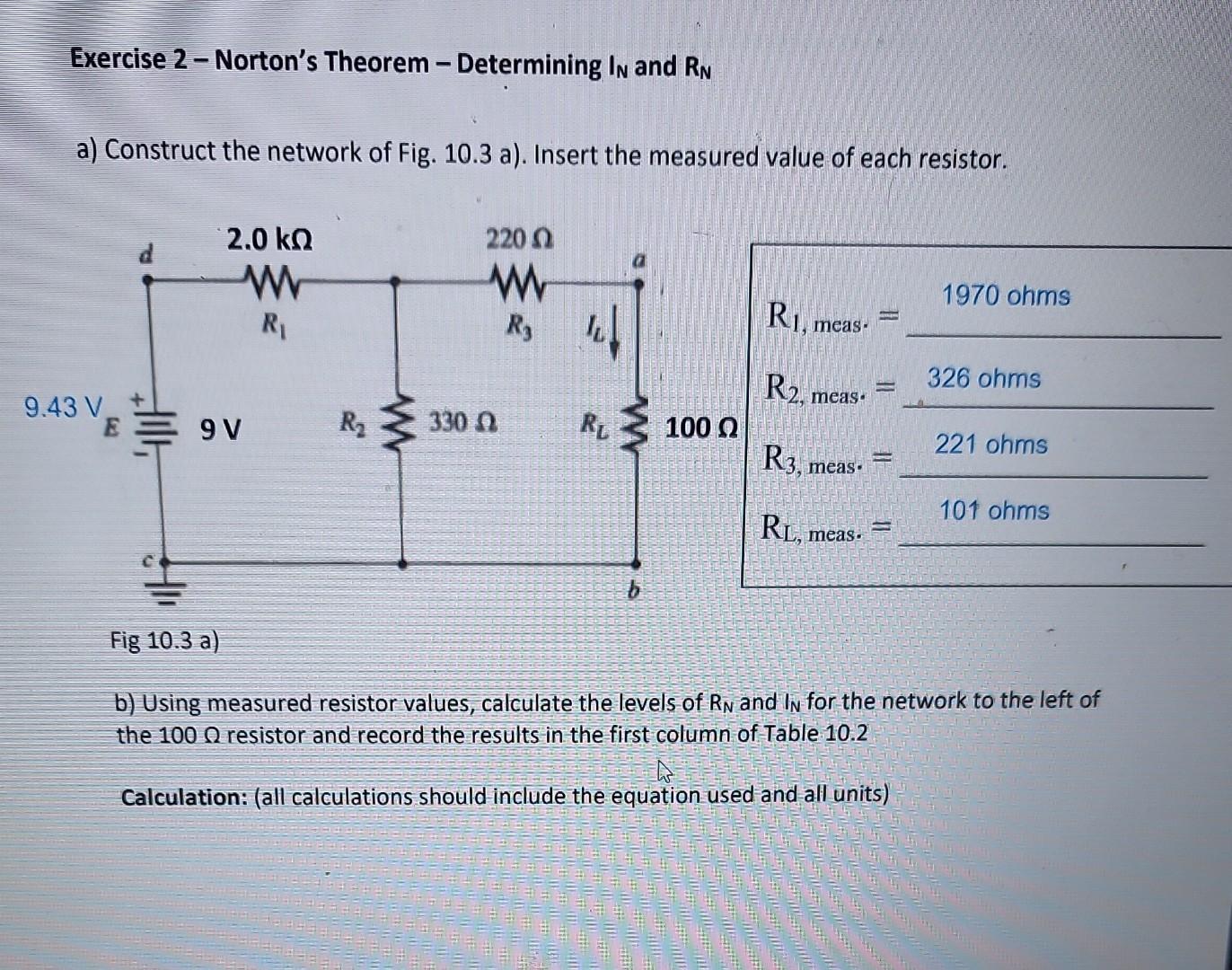 Solved Exercise 2- Norton's Theorem - Determining IN and RN | Chegg.com