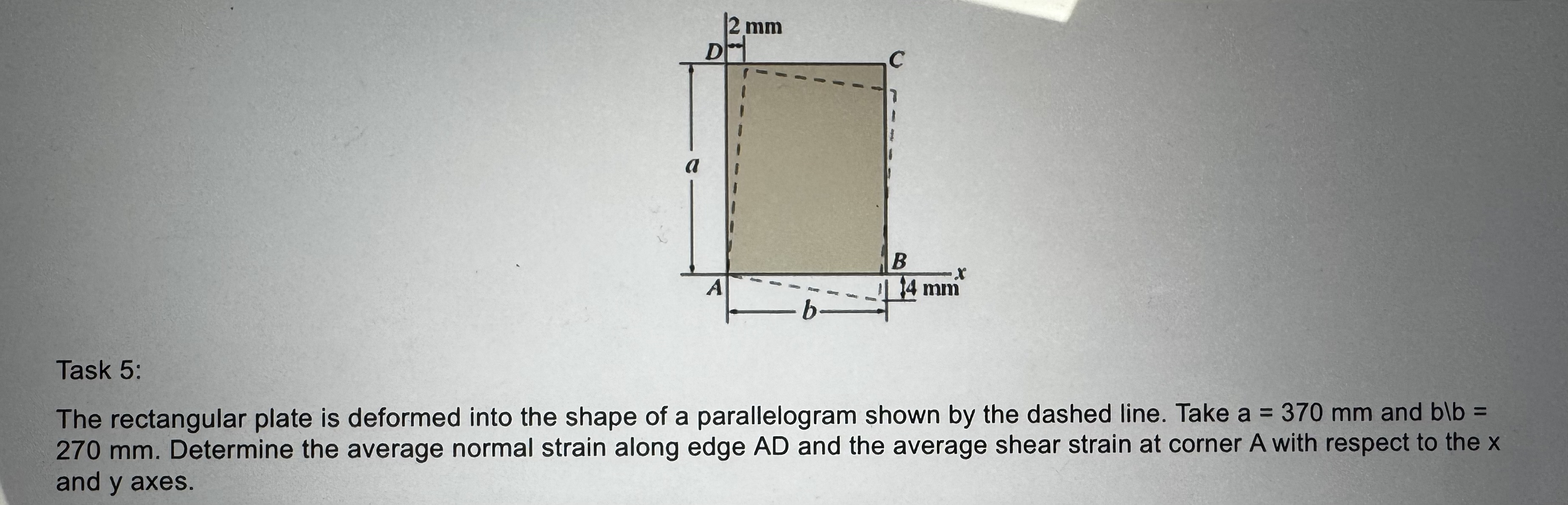 Solved Task 5:The rectangular plate is deformed into the | Chegg.com