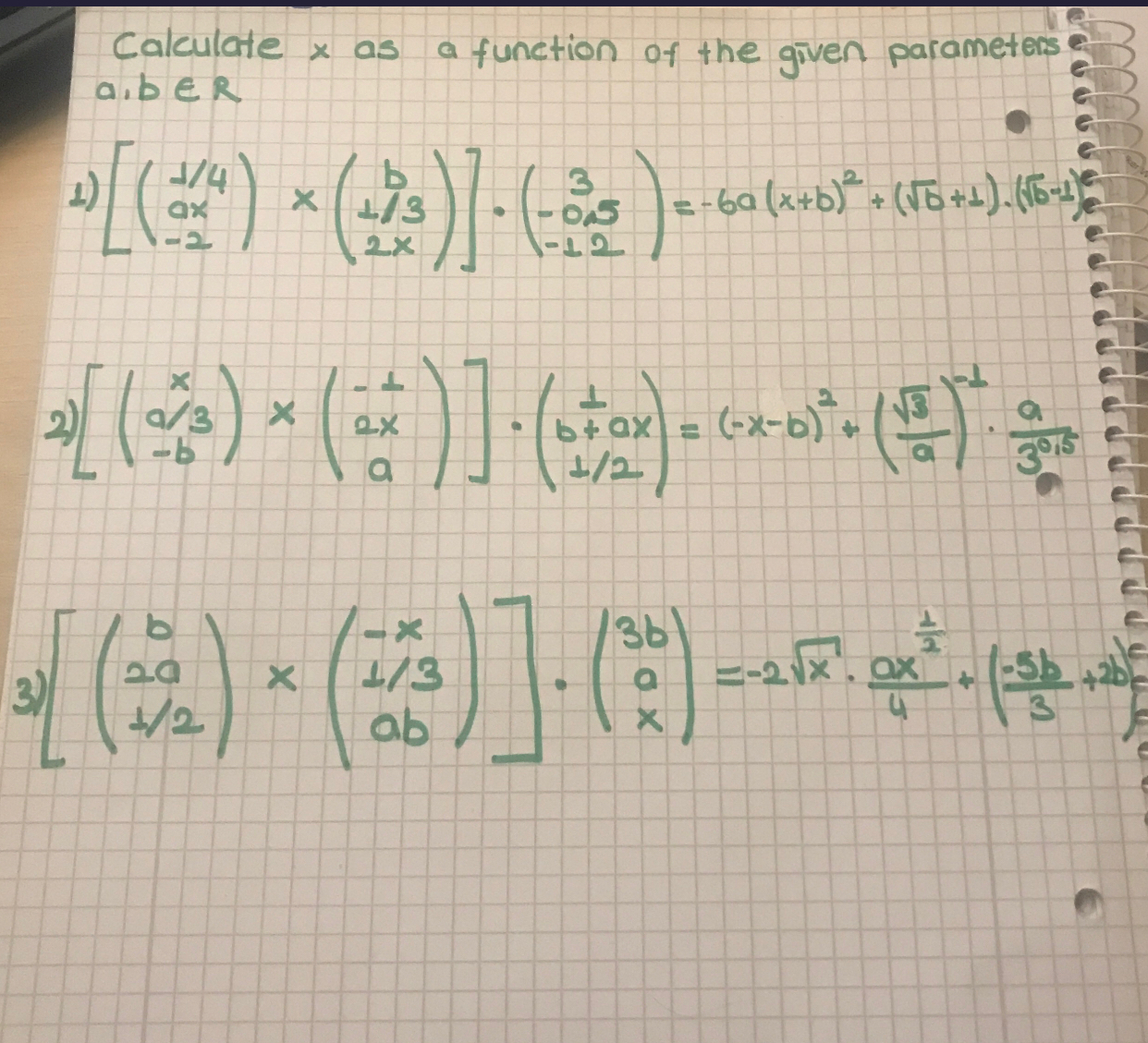 Solved Calculate x ﻿as a function of the given parameters | Chegg.com