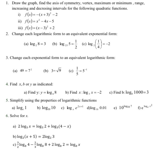 Solved 1. Draw the graph, find the axis of symmetry, vertex, | Chegg.com