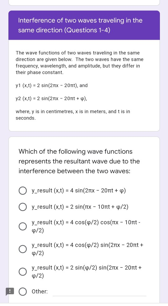 Solved Interference of two waves traveling in the same | Chegg.com
