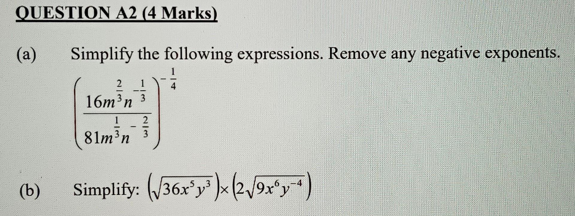 Solved (a) Simplify the following expressions. Remove any | Chegg.com
