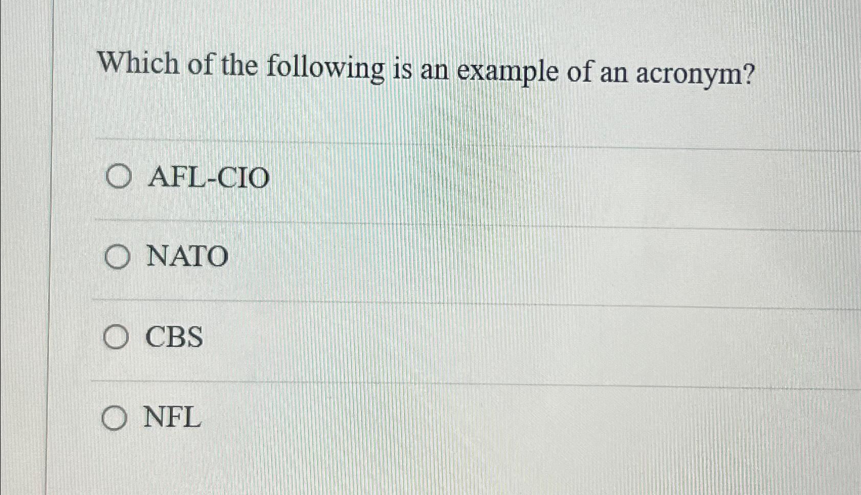 Solved Which of the following is an example of an | Chegg.com