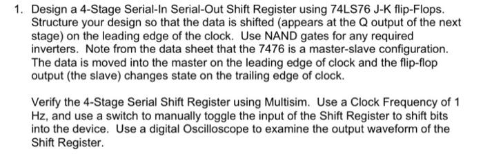 Solved Design a 4-Stage Serial-In Serial-Out Shift Register | Chegg.com
