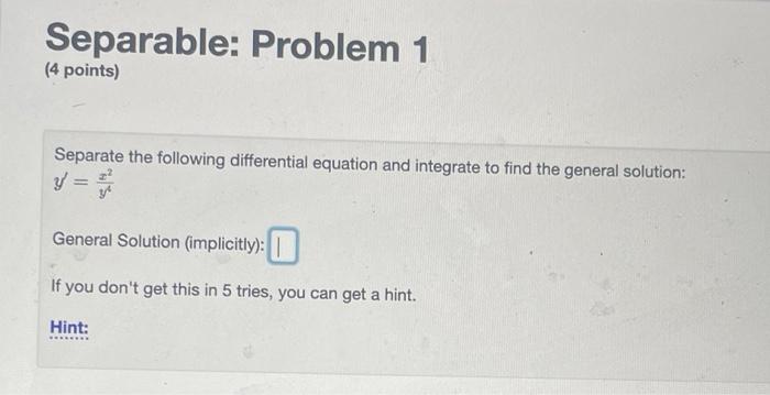 Solved Separable: Problem 1 (4 points) Separate the | Chegg.com