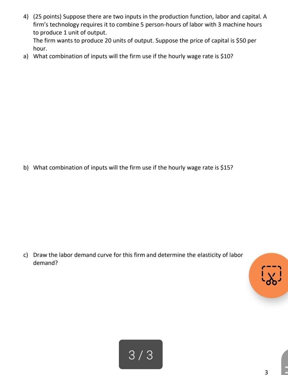 Solved 4) (25 points) Suppose there are two inputs in the | Chegg.com