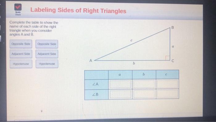 Solved Labeling Sides of Right Triangles Q Complete the | Chegg.com