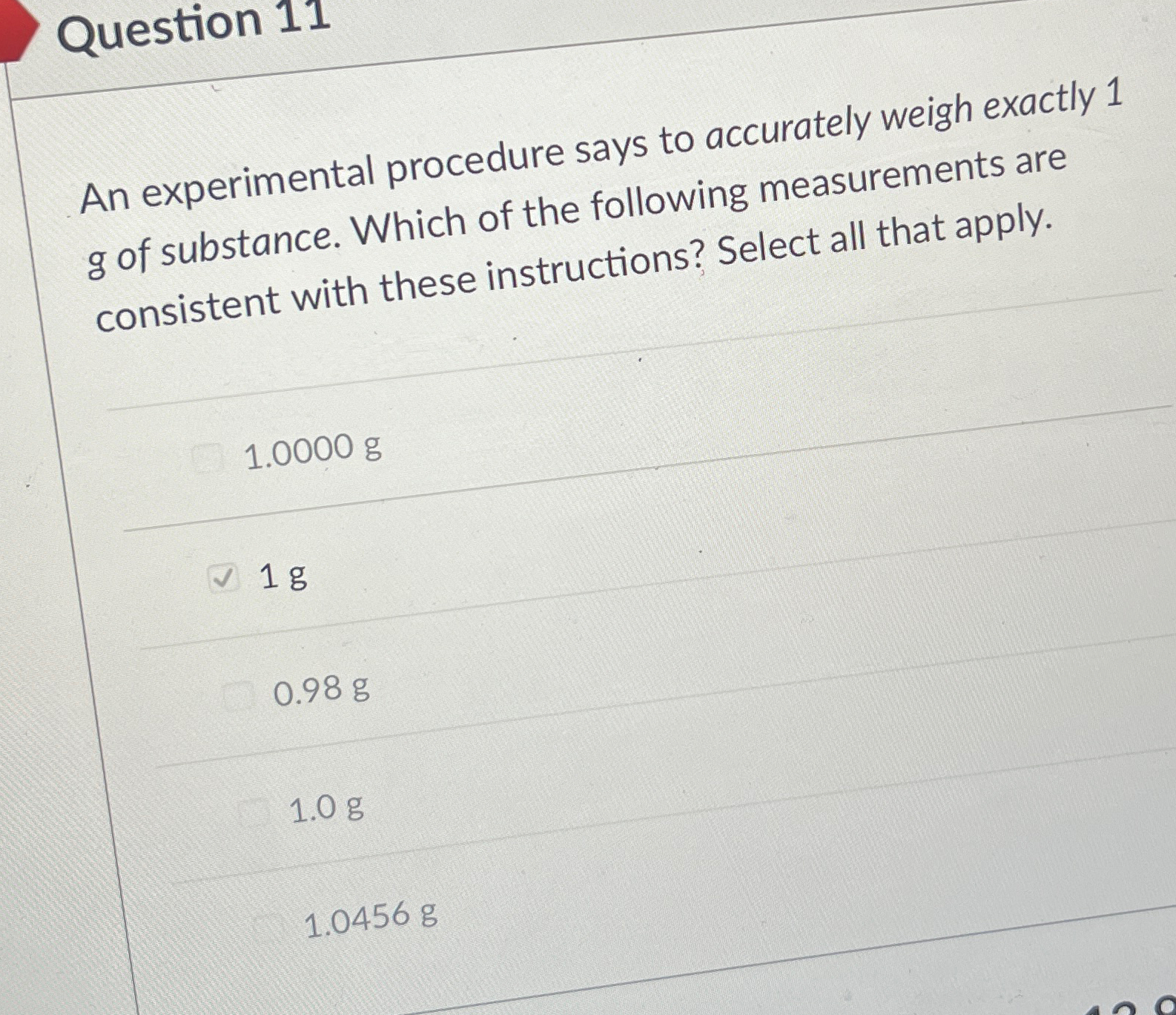 Solved Question 11An experimental procedure says to | Chegg.com