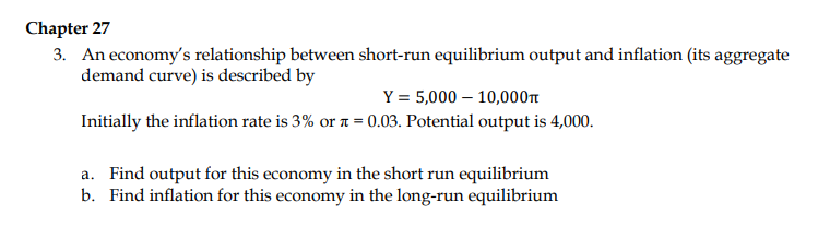 Solved Chapter 27An economy's relationship between short-run | Chegg.com