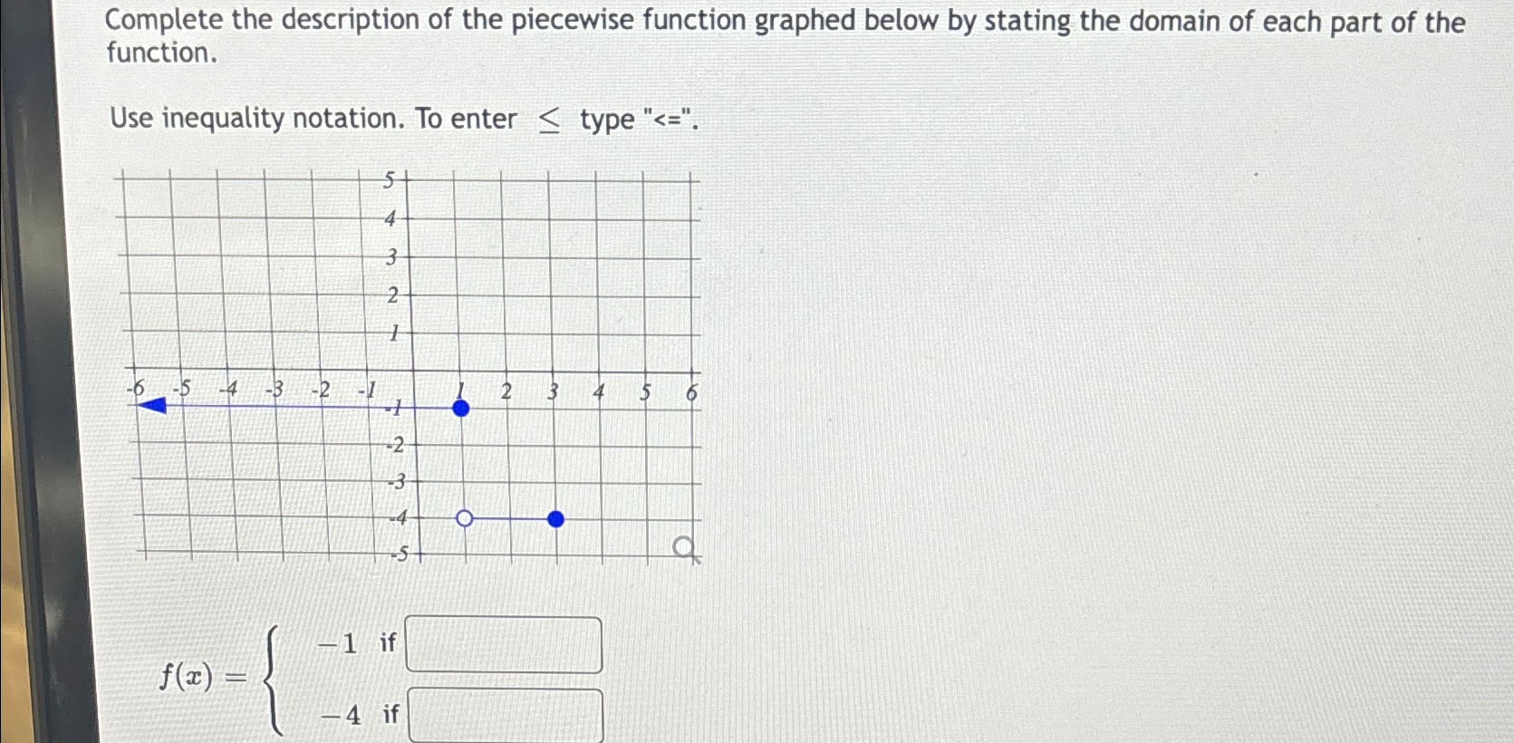 Solved Complete the description of the piecewise function | Chegg.com