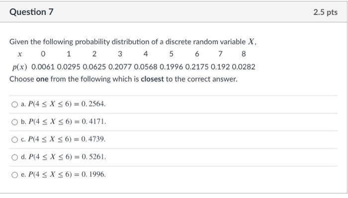 Solved Question 5 2.5 pts Given the following valid | Chegg.com