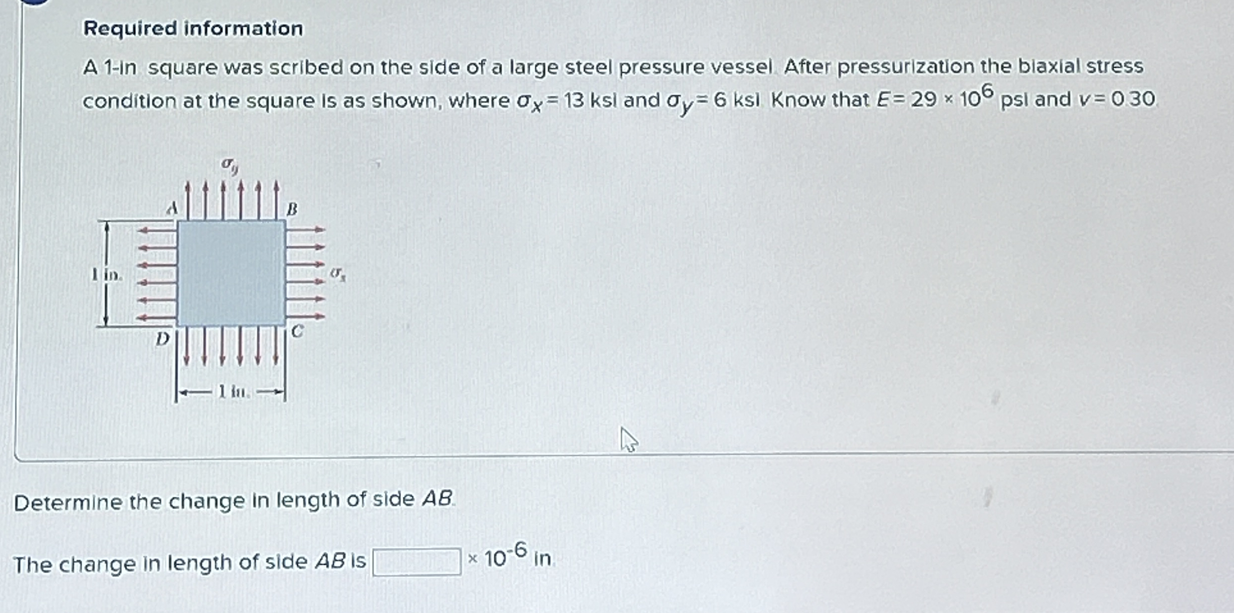 Solved Determine the change in length of side AB.The change | Chegg.com